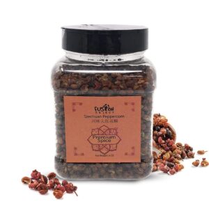 fusion select premium szechuan peppercorn - authentic sichuan whole peppercorns for chinese cuisine, mapo tofu, kung pao chicken - spice seasoning with tasty lemon twist - double flip lid jar - 6oz