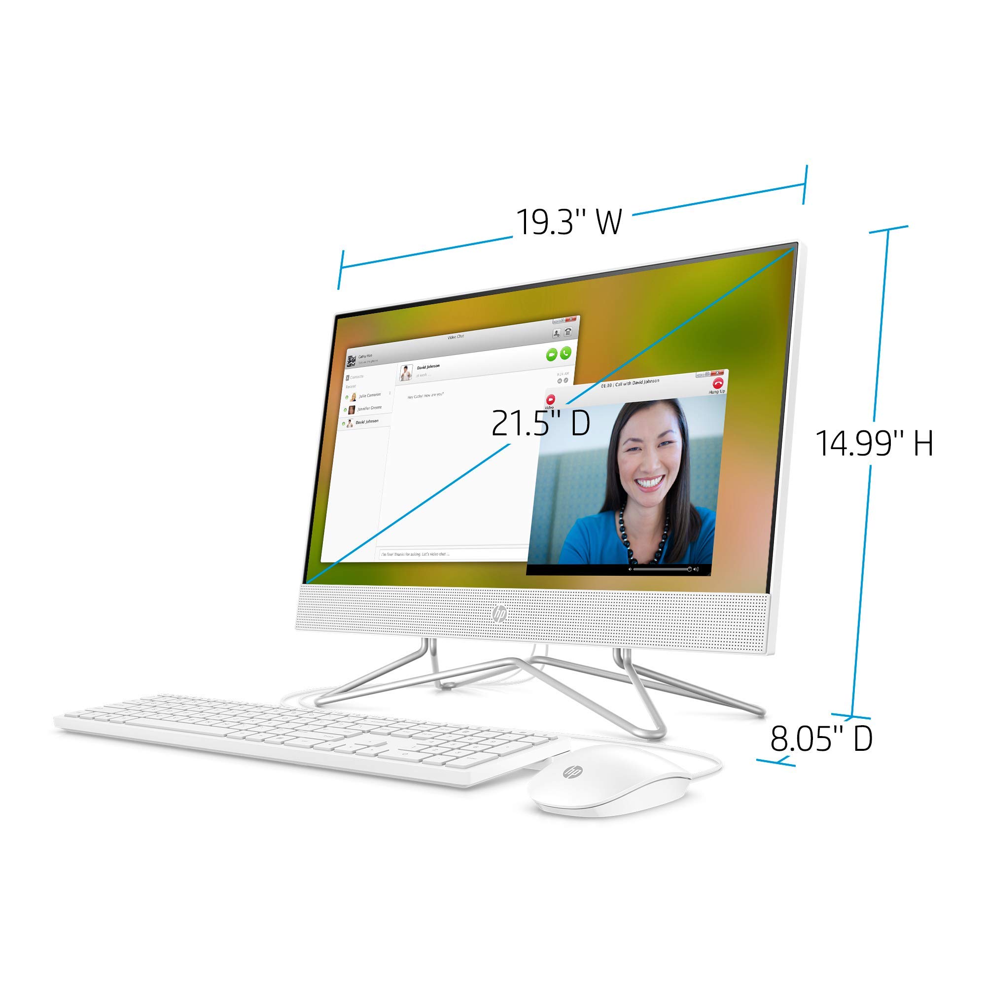 HP 22-inch All-in-One Desktop Computer, AMD Athlon Silver 3050U Processor, 4 GB RAM, 256 GB SSD, Windows 10 Home (22-dd0010, White), Snow White (Renewed)