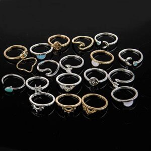 FUTIMELY Boho Retro Stackable Rings Sets for Teens Girls Women Rhinestone Knuckle Joint Finger Kunckle Nail Ring Sets (A：19PC)