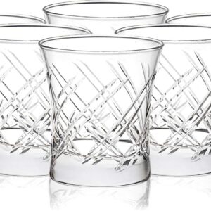 BOHEM'S Drinking Glasses for Water, Juice, Beer, Wine and Cocktails, Set of 6, Clear Tempered Glass Hand Cut Tumblers, Glassware Set for All Occasions (8 oz)