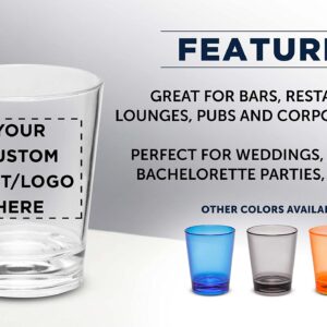 DISCOUNT PROMOS Custom Translucent Plastic Shot Glasses 1.5 oz. Set of 50, Personalized Bulk Pack - Acrylic, Great for Wedding, Party, Birthday, Gifts - Clear