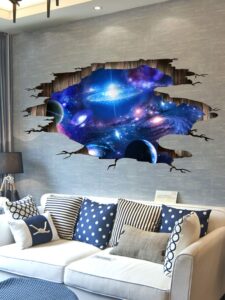 sengter outer space decor 3d wallpaper ceiling stars planet galaxy decor wall mural waterproof removable kids wall decals posters for boys room living room wall decor sticker cool room decor