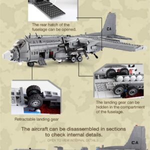 General Jim's AC-130 Gunship Building Blocks Plane Military Bricks Set - Ground-Attack Aircraft with Interactive Features | Compatibke with Cobi, Lego Sets and All Major Brands