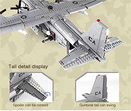 General Jim's AC-130 Gunship Building Blocks Plane Military Bricks Set - Ground-Attack Aircraft with Interactive Features | Compatibke with Cobi, Lego Sets and All Major Brands