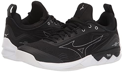 Mizuno 2 Wave Luminous Women's Volleyball Shoe 8 (0800), Black/White, 8