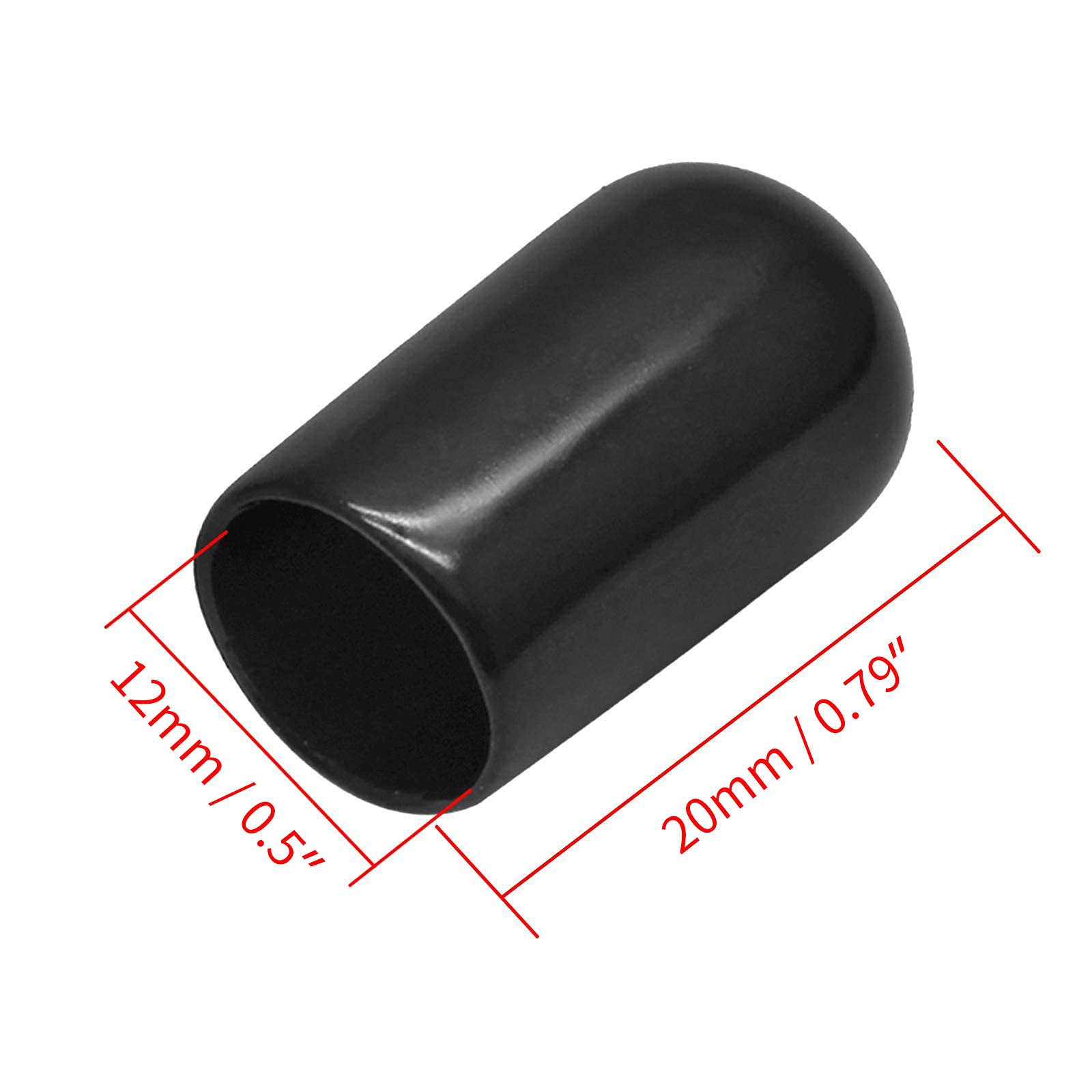 Bonsicoky 120Pcs Round Rubber End Caps 1/2 Inch (12mm) ID Vinyl Flexible Screw Thread Protectors Black Bolt End Caps for Metal Tubing Rod Bolt