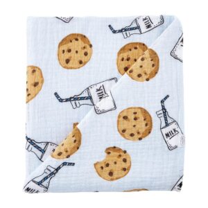 mud pie muslin swaddle, milk and cookies (blue)