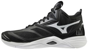 mizuno unisex adult 2 wave momentum mid volleyball shoe 10, black/white, 11.5 women/10 men us