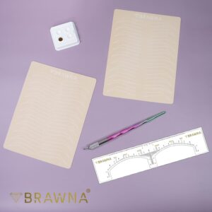 BRAWNA 6 Pack PMU Practice Skin for Microblading and Microshading Eyebrows - Inkless - Double-Sided - PMU Supplies