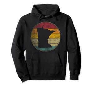 minnesota vintage distressed retro style silhouette state pullover hoodie