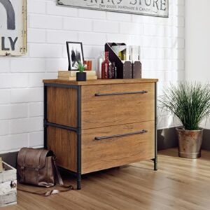 sauder iron city lateral file, l: 31.50" x w: 20.00" x h: 30.00", checked oak finish