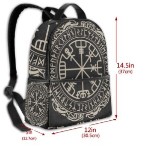 Unisex Backpack Multipurpose Rucksack Backpacks Big Capacity Backpack Black Celtic Viking Design Magical Runic Compass Vegvisir In The Circle Of Norse Runes And Dragons Tattoo Decorative