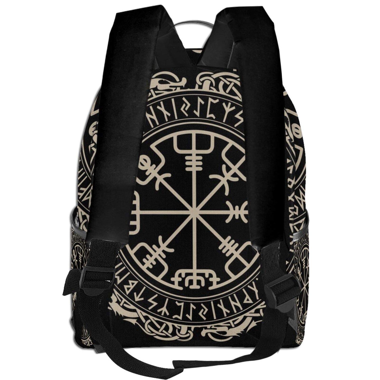 Unisex Backpack Multipurpose Rucksack Backpacks Big Capacity Backpack Black Celtic Viking Design Magical Runic Compass Vegvisir In The Circle Of Norse Runes And Dragons Tattoo Decorative