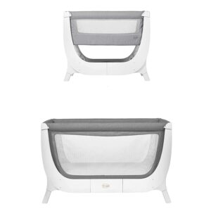 beaba by shnuggle convertible air baby crib, 2-in-1 baby bassinet to baby crib, bassinet bedside sleeper, baby crib, mini crib, newborn sleepers, grey