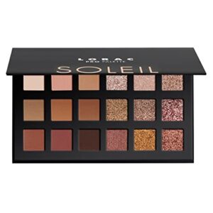 lorac pro matte & shimmer eyeshadow palette, soleil | glitter | mirror compact | cruelty free, gluten free, vegan