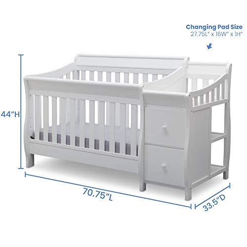 Delta Children Bentley S Convertible Crib N Changer, White + Serta Perfect Slumber Dual Sided Recycled Fiber Core Crib and Toddler Mattress (Bundle)