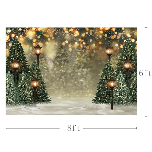 MEHOFOND 8x6ft Winter Christmas Tree Snowflake Green Newborn Photography Background Snow Scene Glitter Bokeh Portrait Backdrops Xmas Birthday Baby Shower Party Photo Banner Props