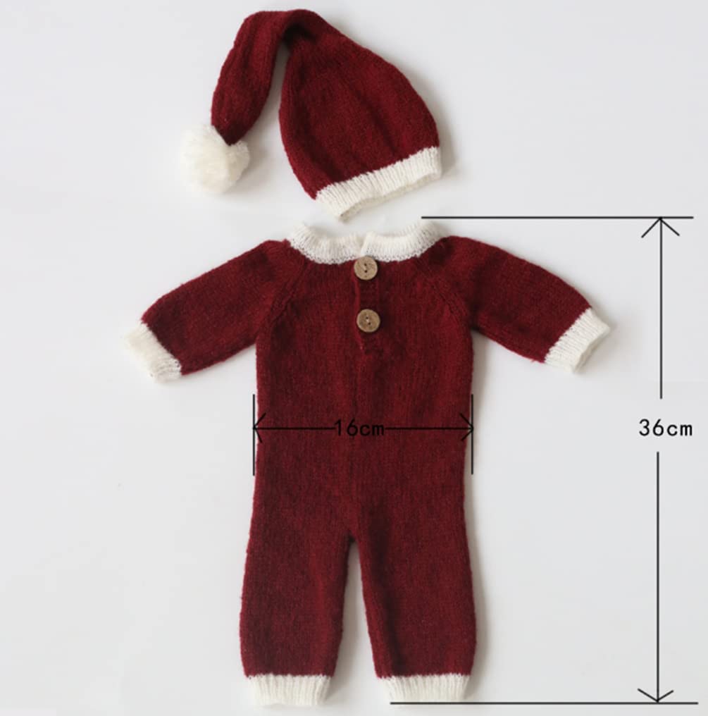 Christmas Newborn Baby Photo Shoot Props Outfits Crochet Clothes Santa Claus Red Hat Pants Photography Props