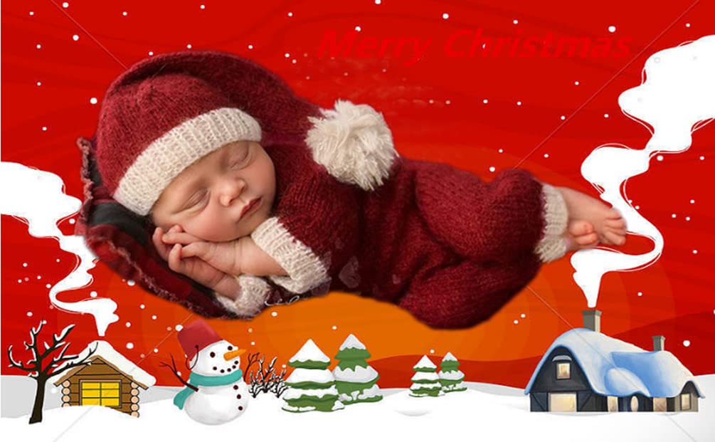 Christmas Newborn Baby Photo Shoot Props Outfits Crochet Clothes Santa Claus Red Hat Pants Photography Props