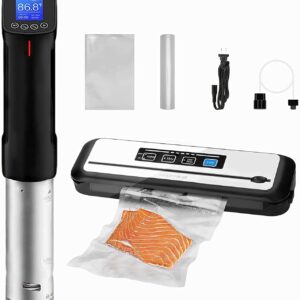 INKBIRD WiFi Sous-Vide Cooker & Vacuum Sealer with Full Starter Kits Automatic PowerVac Air Sealing Machine for Food Preservation| 1000 Watts Sous vide Machine with Recipes, Precise Temperature &Timer