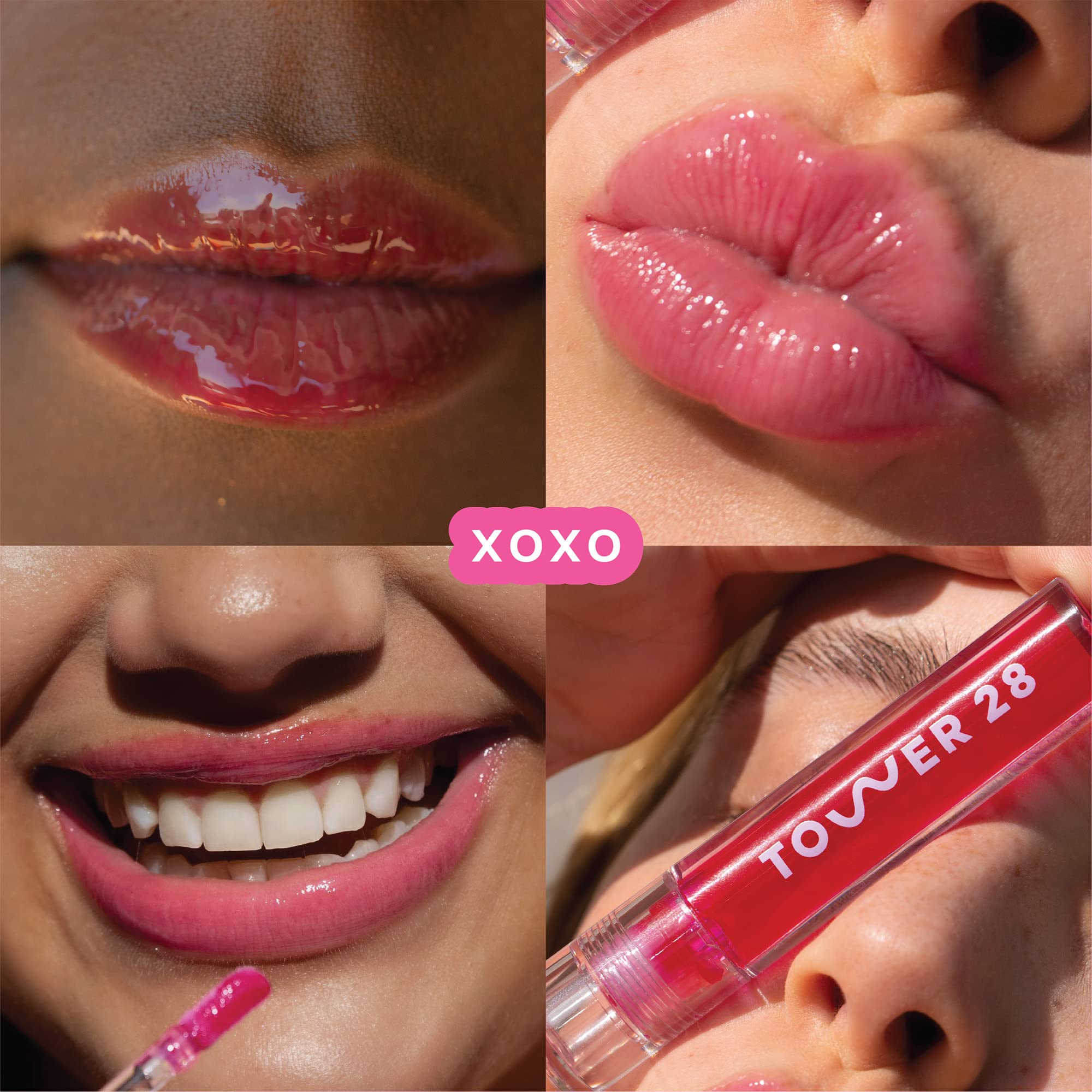 Tower 28 ShineOn Lip Jelly, XOXO, Non-Sticky Lip Gloss, Sheer Pink Vegan Lip Gloss, Moisturizing Apricot and Raspberry Seed Oil, Cruelty Free