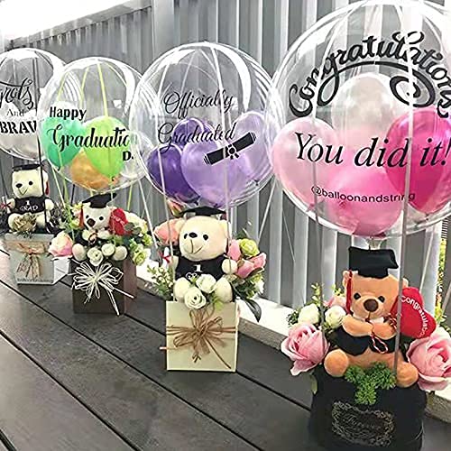 Clear Balloons, 18" Pre Stretched 15 Packs Big Stuffing Crystal Clear Bubble Bobo Balloons for Air or Helium Use