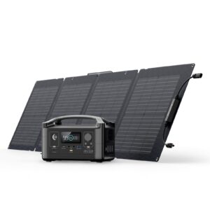 ef ecoflow portable power station river 288wh with 110w solar panel, 3 x 600w(x-boost 1800w) ac outlets, solar generator for outdoors camping rv hunting emergency