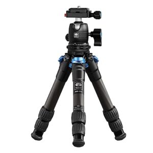 sirui carbon fiber travel tripod with 360° b-00k arca-swiss ballhead, mini desktop tripod for mirrorless cameras, folded height 12.1", max height 16.6″