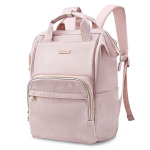 bagsmart laptop backpack for women, travel backpacks 15.6 inch notebook doctor back pack for college work business trip women (pink)