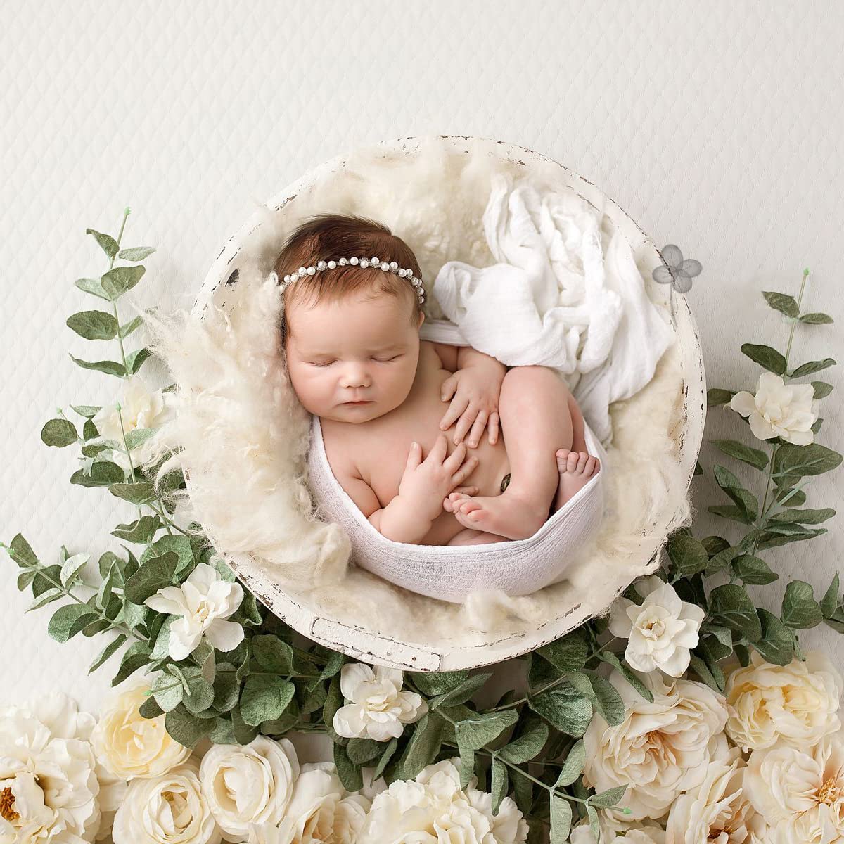 4PC Newborn Photography Props Baby Posing Aid Pillow Beans Bag 1pc Donut +3 pcs Posing Pillow Photograph Shoot Set for 0-4 Months Baby White