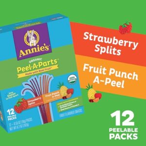 Annie's Organic Fruit Peel-A-Parts Fruit Snacks, Strawberry and Fruit Punch, 12 packs, 6.7 oz.