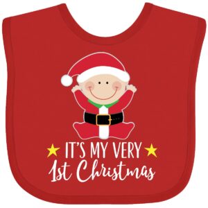 inktastic babys 1st christmas santa claus baby bib red 2daca