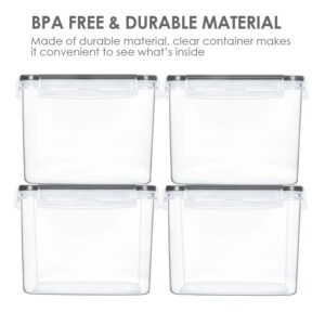 Vtopmart Airtight Food Storage Containers 4 Pieces 3.3 quart / 3.6L- Plastic PBA Free Kitchen Pantry Storage Containers for Sugar,Flour and Baking Supplies - Dishwasher Safe - Include 24 Labels, Black