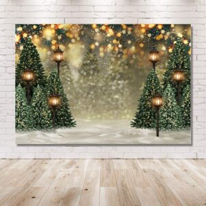 MEHOFOND 10x7ft Winter Christmas Tree Snowflake Green Newborn Photography Background Snow Scene Glitter Bokeh Portrait Backdrops Xmas Birthday Baby Shower Party Photo Banner Props