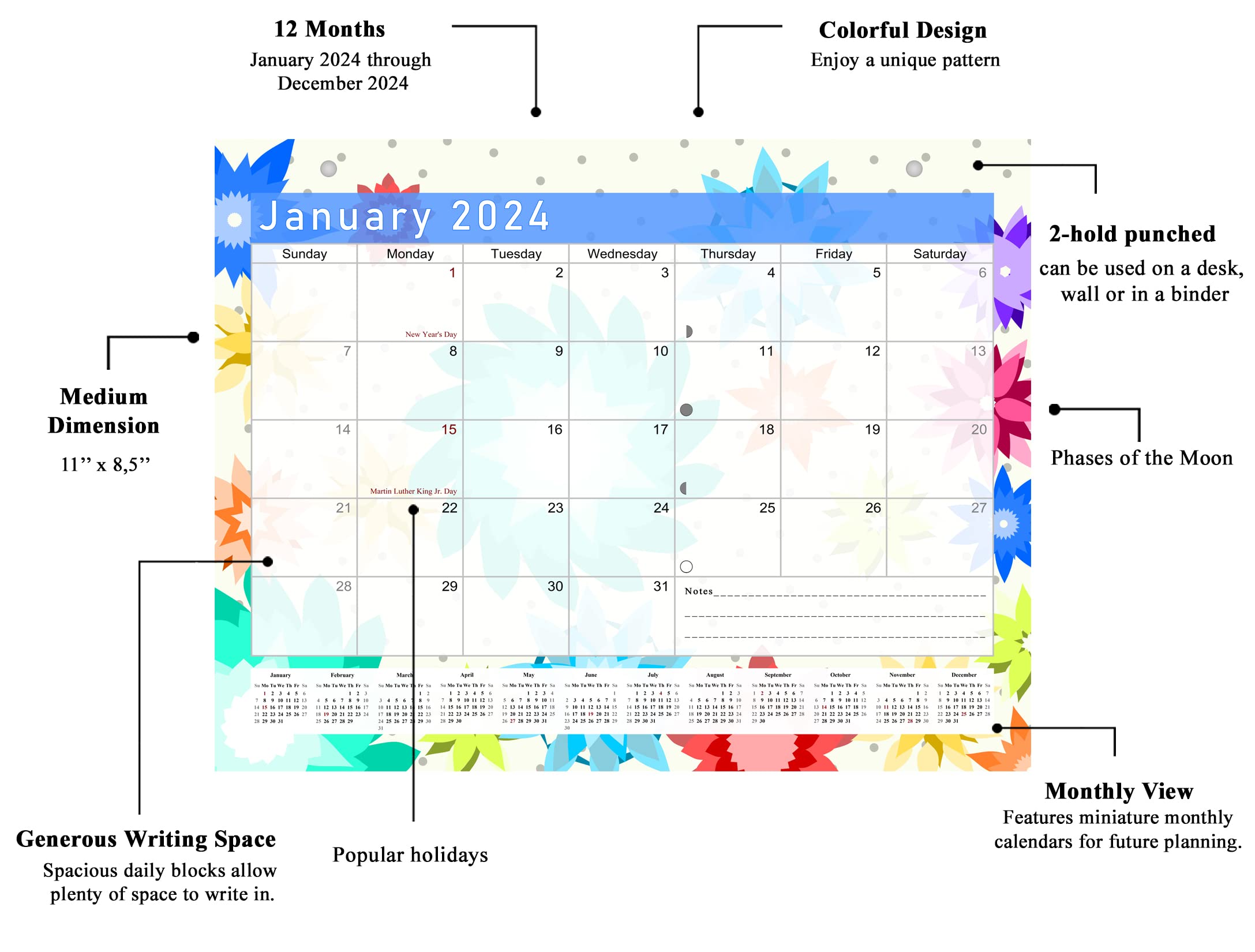 2024 Monthly Magnetic/Desk Calendar - 12 Months Desktop/Wall Calendar/Planner - (Edition #01)