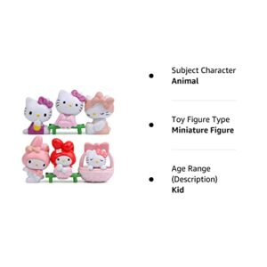 6pcs Cute Animal Cat Characters Figurines Toy Kitty Figures Toy Set Mini Figure Collection Playset, Fairy Garden Party Decorations, Kitten Cake Topper, Plant, Automobile Decoration