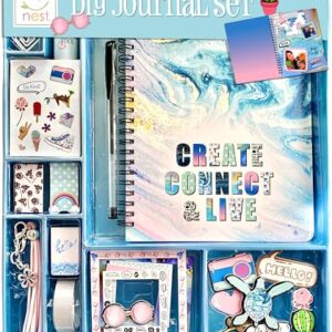 Hapinest DIY Journal Kit for girls - 63pcs Ideal for Teen and Tween girls Ages 8 9 10 11 12 13 14+ Birthday Gift for girls, Scrapbook and Diary Supplies Set