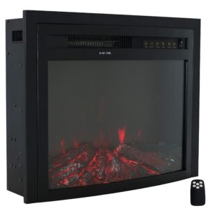 sunnydaze contemporary comfort 23-inch indoor electric fireplace insert - 9 color options for flames/logbed - black finish