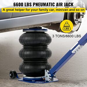 VEVOR Air Jack, 3 Ton/6600 lbs Triple Bag Air Jack, Air Bag Jack Lift Up to 15.75 Inch, 3-5S Fast Lifting Air Bag Jack for Cars with Adjustable Long Handle (Blue)