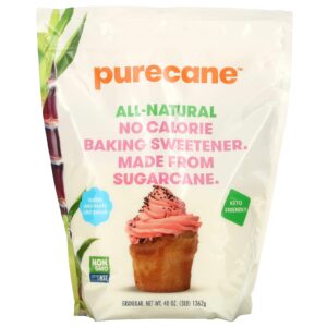 purecane sugar substitute baking sweetener, all-natural purecane baking pouch, granular sugar alternative, zero calorie sweetener, non gmo, vegan, diabetic & keto friendly 48 oz