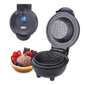 dash mini waffle bowl maker for breakfast burrito bowls, ice cream and other sweet desserts, recipe guide included - black