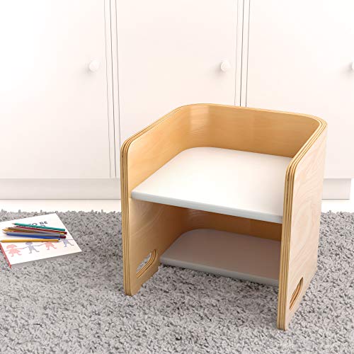 ECR4Kids Bentwood Multipurpose Cube Chair, Kids Furniture, Natural/White