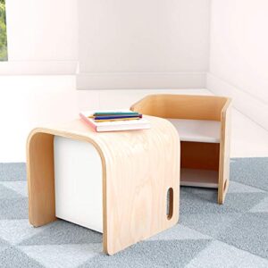 ECR4Kids Bentwood Multipurpose Cube Chair, Kids Furniture, Natural/White