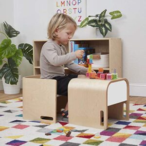 ECR4Kids Bentwood Multipurpose Cube Chair, Kids Furniture, Natural/White