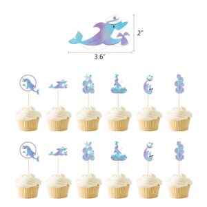 Dolphin Party Decoration Birthday Party Decoration Blue Party Decoration Ocean Party Decoration Include Balloons, Spiral Charms, Paper Fans, Cupcake Toppers, Happy Birthday Banner