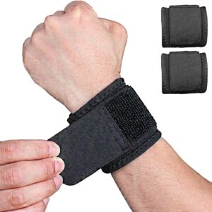 yunyilan 2 pack wrist brace adjustable wrist support wrist straps for fitness weightlifting, tendonitis, carpal tunnel arthritis, wrist wraps wrist pain relief highly elastic (black)