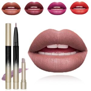 Edanta Matte Lipstick Cream Lipsticks Waterproof Lip Liner Smooth Lips Stick Long Lasting Lips Pencil Double Head Lip Crayon Makeup for Women and Girls Pack of 1 (Nude 01#)