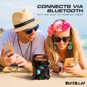 RISEBASS Portable Wireless Bluetooth Speaker for iPhone, Android, iPod and More - Rechargeable Bluetooth Speaker for Kids & Adults - Mini Speaker with Party Lights. Gifts for Kids