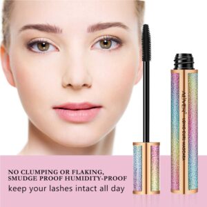 4D Silk Fiber Lash Mascara, Natural Waterproof Smudge-proof Mascara, Natural Thickening Lengthening Mascara No Clumping, No Smudging Lasting All Day & Easy to Remove