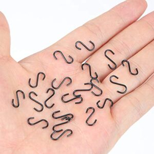 Senkary 100 Pieces 1/2 Inch Mini S Hooks Small S Hooks Stainless Steel S Shaped Hooks for Crafts, Jewelry and Hanging (Black)